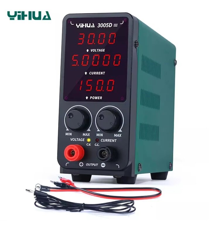 Лабораторный блок питания YIHUA 3005D-III; Регулировка напряжения (0 - 30V) и тока (0 - 5A) Мощность 150 Вт, LED дисплей