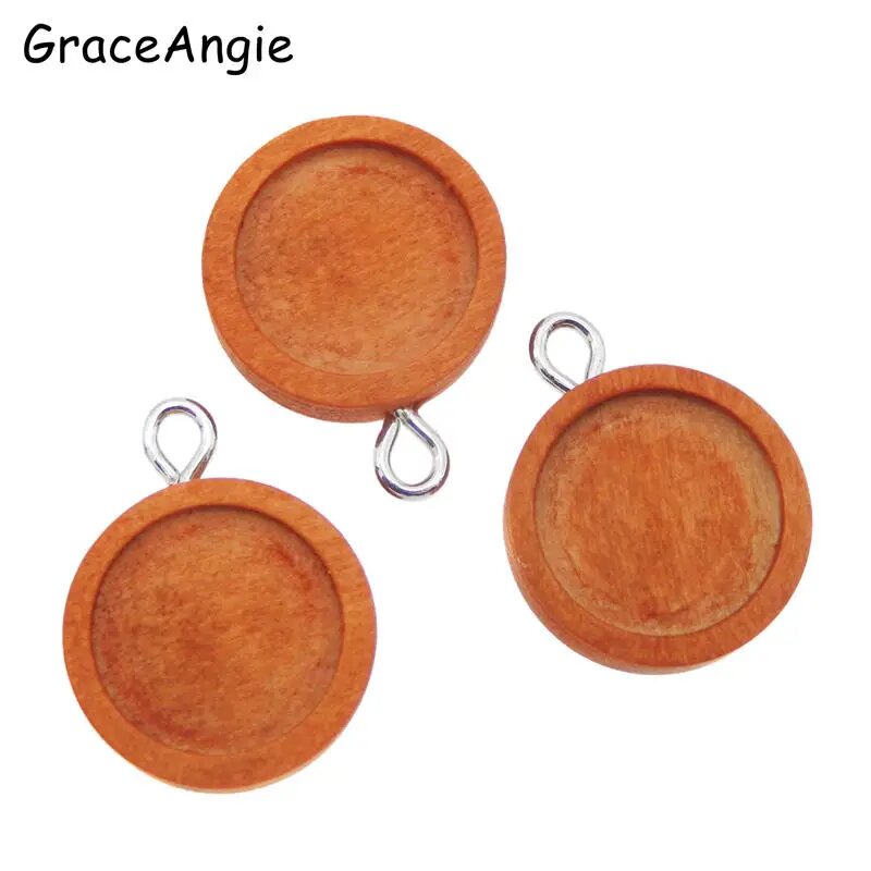 Деревянные подвески для сережек, 8 шт, 12 мм Оранжевый, With Nail C