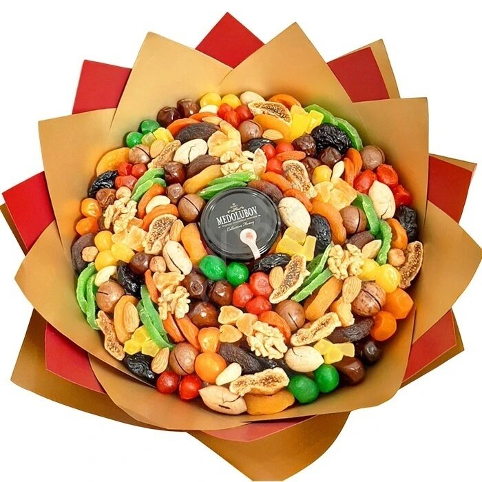 Букет из сухофруктов, орехов и меда LAKRES "Сезон витаминов", диаметр 30 см