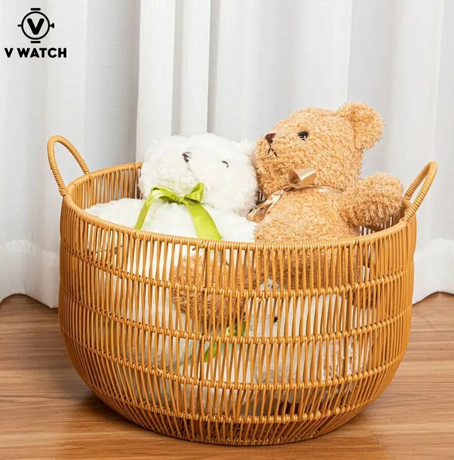 Корзина плетеная，Домашняя корзина для грязной одежды， длина 40 см, ширина 40 см, высота 30 см.