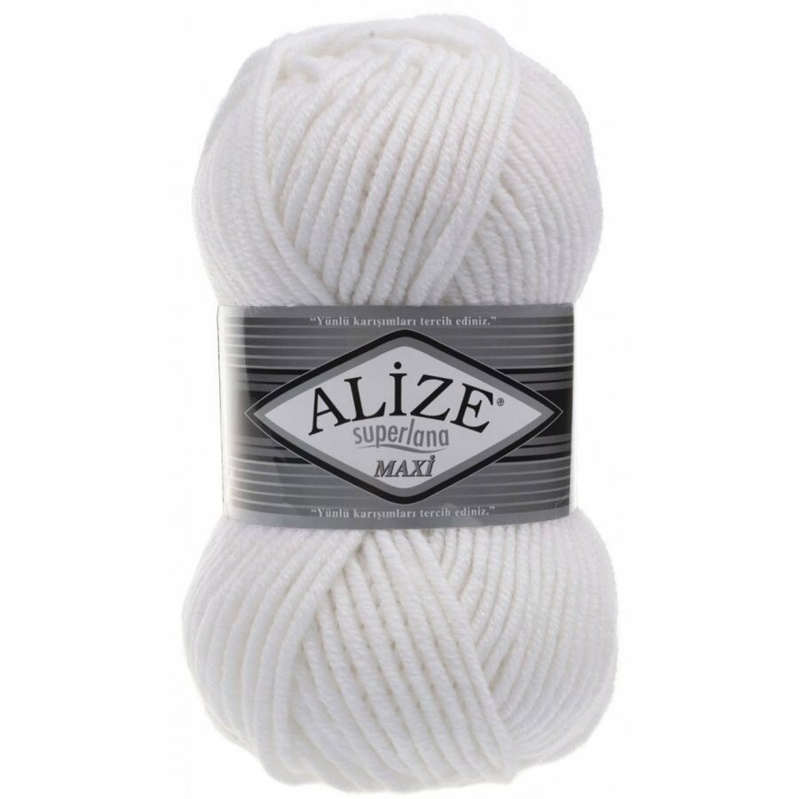 Пряжа Alize SUPERLANA MAXI 55 белый (5 мотков)