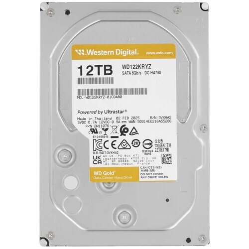 WD122KRYZ / Жесткий диск WD Gold WD122KRYZ, 12ТБ, HDD, SATA III, 3.5"