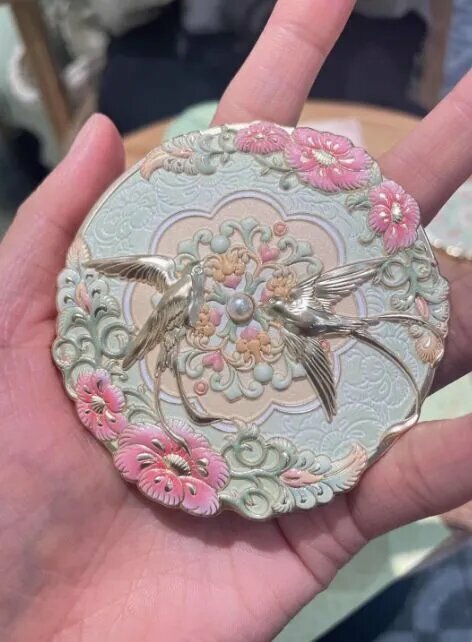 Зеркало косметическое, Индивидуальное зеркало для макияжа в стиле древнего Китая: ручное зеркало с объемным рельефом, идеальный подарок в стиле национальной культуры