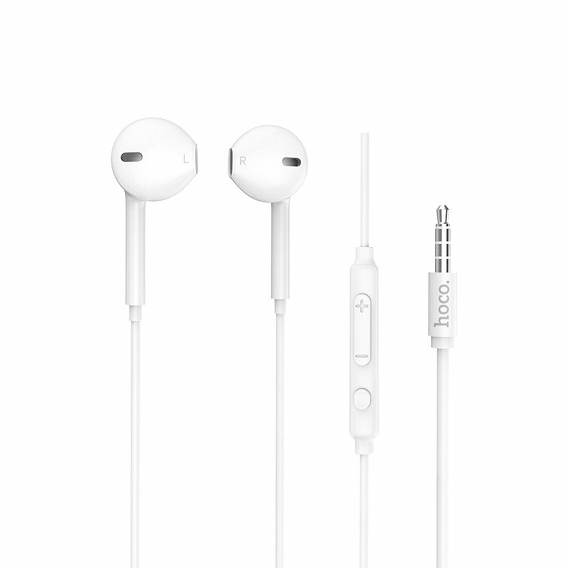 Проводные наушники M55 Memory sound wire control, HOCO, белые