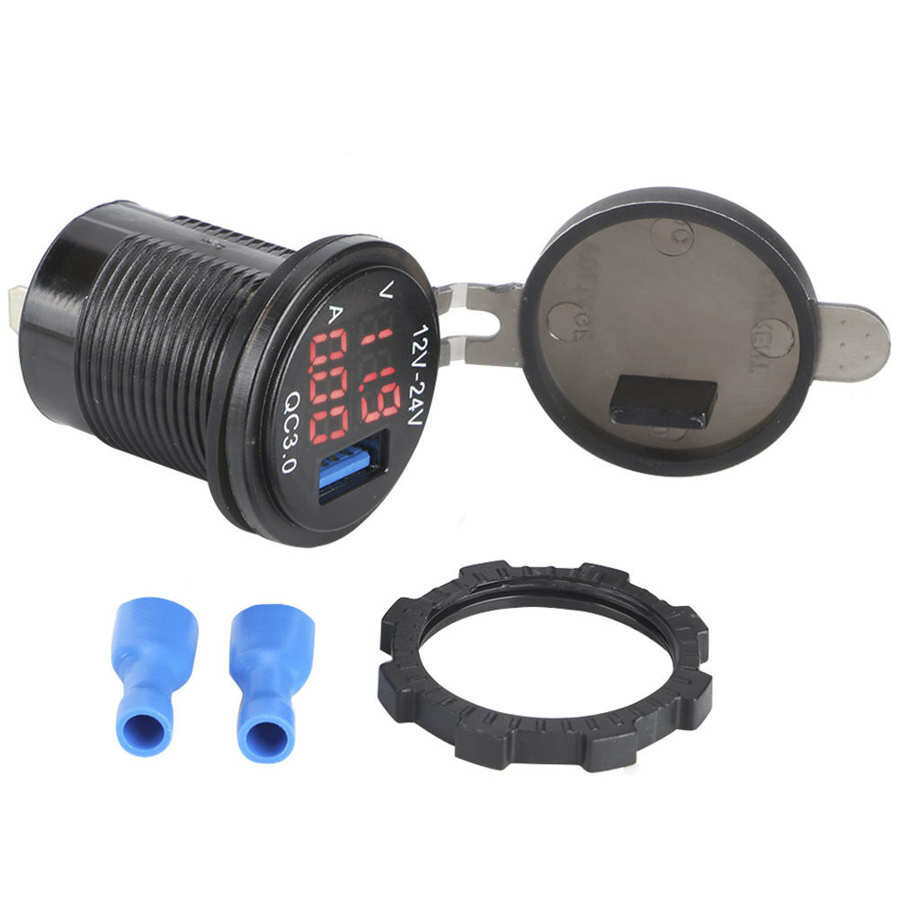 Цифровой амперметр 3 в 1 Автомобильное зарядное устройство USB 3.0 с вольтметром Мониторинг Быстрая зарядка для телефона