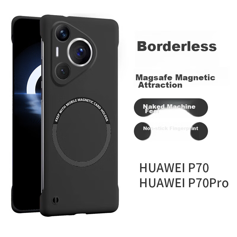 POZZO Case for Huawei Pura70, Ultra-Thin Matte Protective Cover for Huawei P70, Borderless MagSafe Magnetic Shockproof Heat Dissipation Case for Men And Women, Popular Night Sky Black