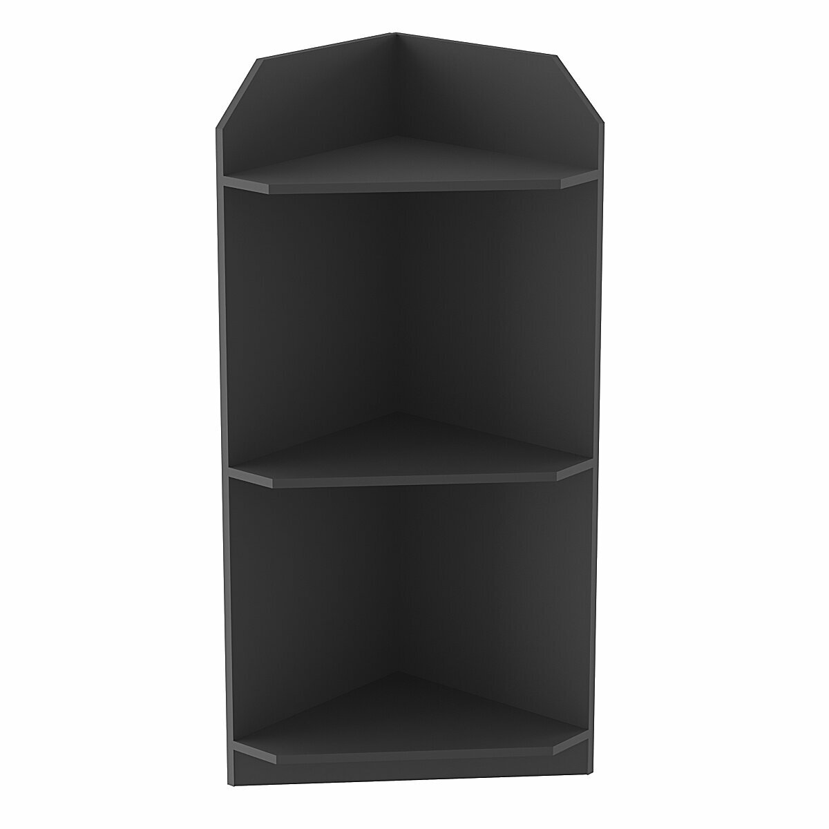 Торговый стеллаж из ДСП для обуви №6 низкий с тремя полками угловой, Черный