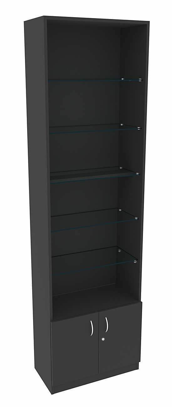 Витрина сэсп-о №2-300 (З/C - ДВП) со стеклянными полками, Черный