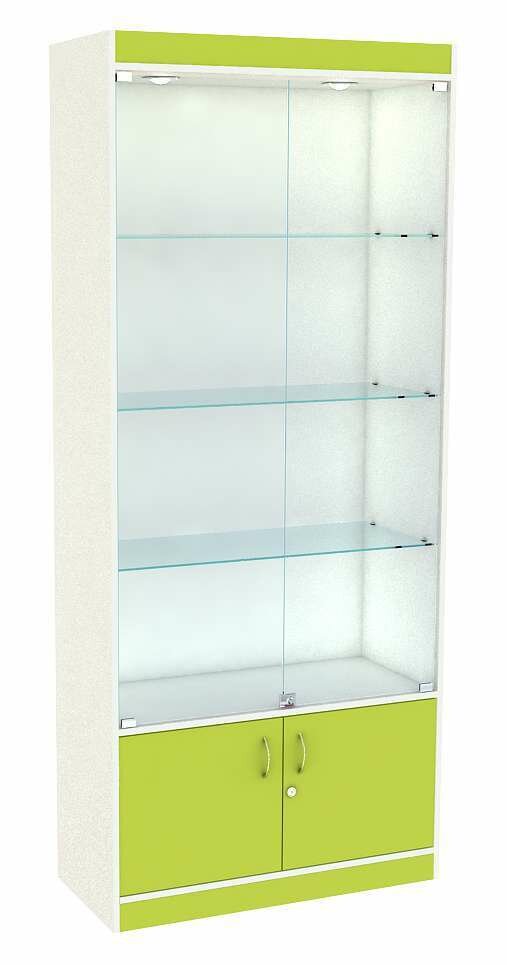 Витрина из ДСП со стеклянными дверками для аптеки MEDIC-ЭК-1-400-1