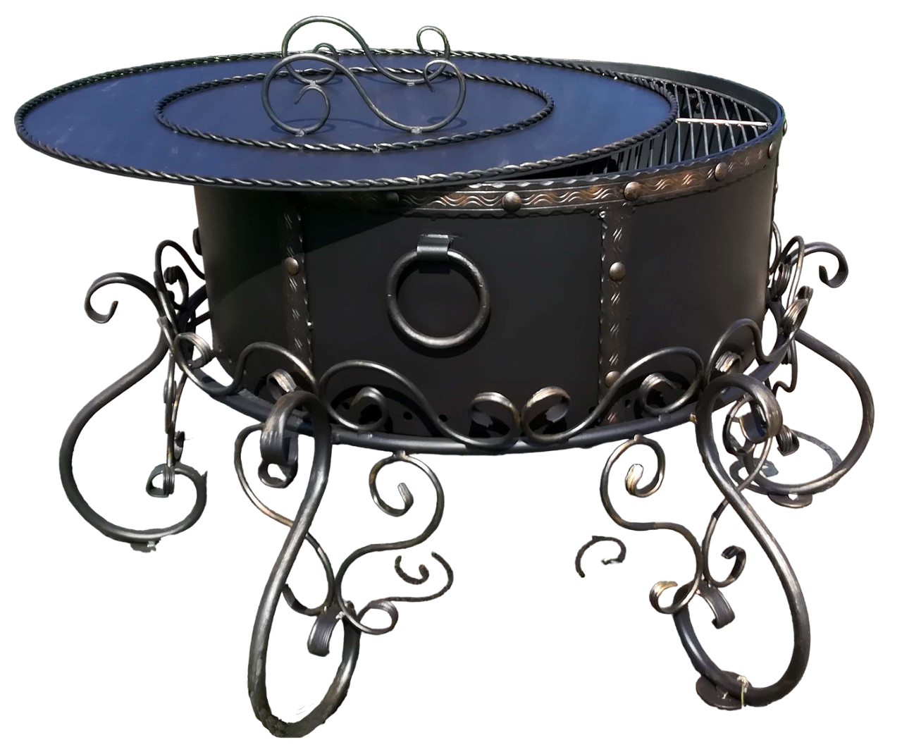 Кованный мангал-кострище, 3 мм, мангал-гриль 3 в 1 для дачи, Мерри