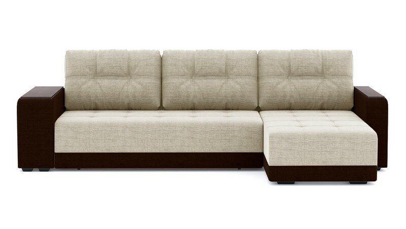 Угловой диван еврокнижка "Милан" рогожка дрим беж + экокожа коричневая