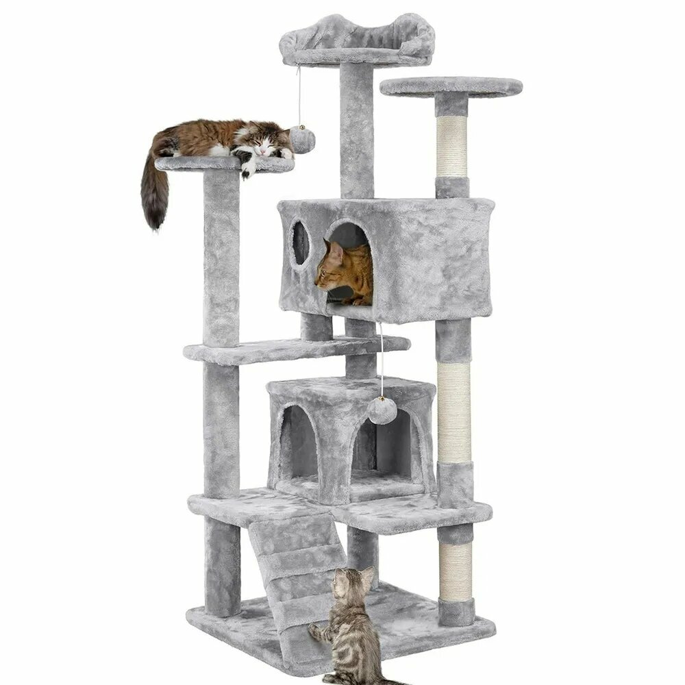 Домик для кошек с когтеточкой Кактус Кошачье дерево высотой 138 cm С кошачьим домиком, когтеточкой и игрушками