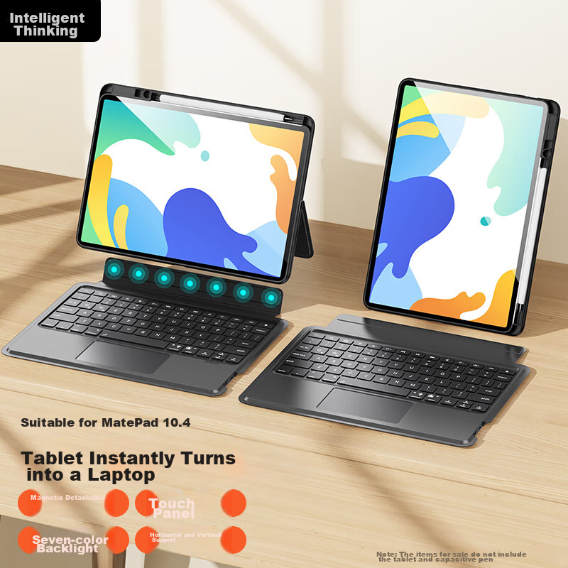 Zhisihui Bluetooth Keyboard Case for Huawei MatePad 10.4-Inch Tablet, Detachable Magnetic Silicone Cover with Smart Touch Keyboard And Backlight, Black