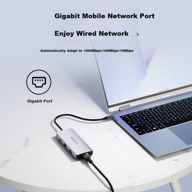 Lenovo Type-C Docking Station with USB-C Card Reader, HDMI, Gigabit Ethernet Port, Hub Splitter for Apple 15" MacBook, Xiaoxin Laptop, iPad