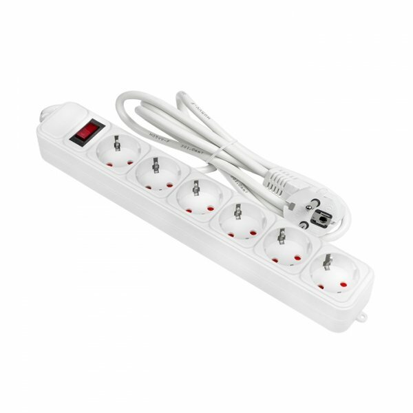 EKF PROxima Сетевой фильтр 6*1,8м 16А/3,2кВт с выкл. c/з ПВС 3х1,0 Блокбастер XL, UFA16-310-6-018