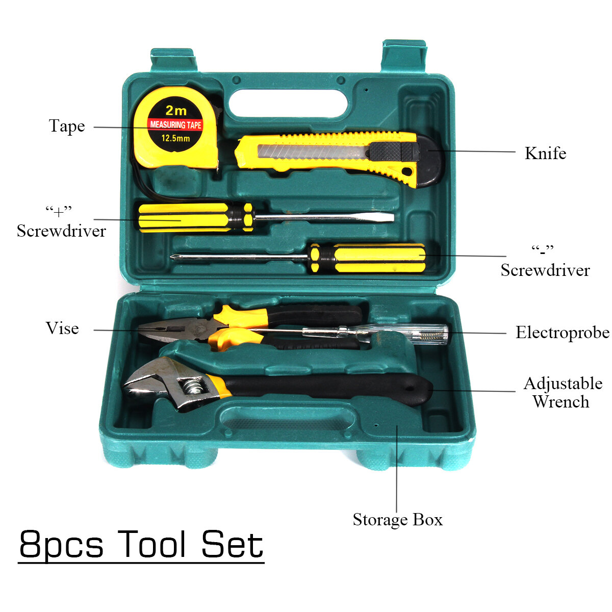 Инструмент 8 предметов набор инструментов для дома набор отверток молоток-гвоздодер рулетка ящик для инструментов