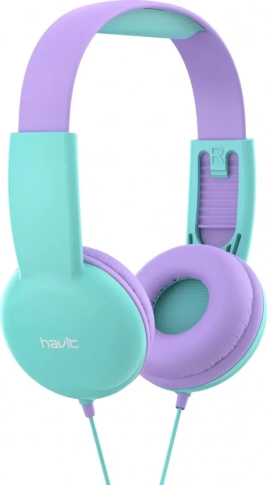 Детские наушники гарнитура HAVIT HV-H211d Фиолетово-зелёная