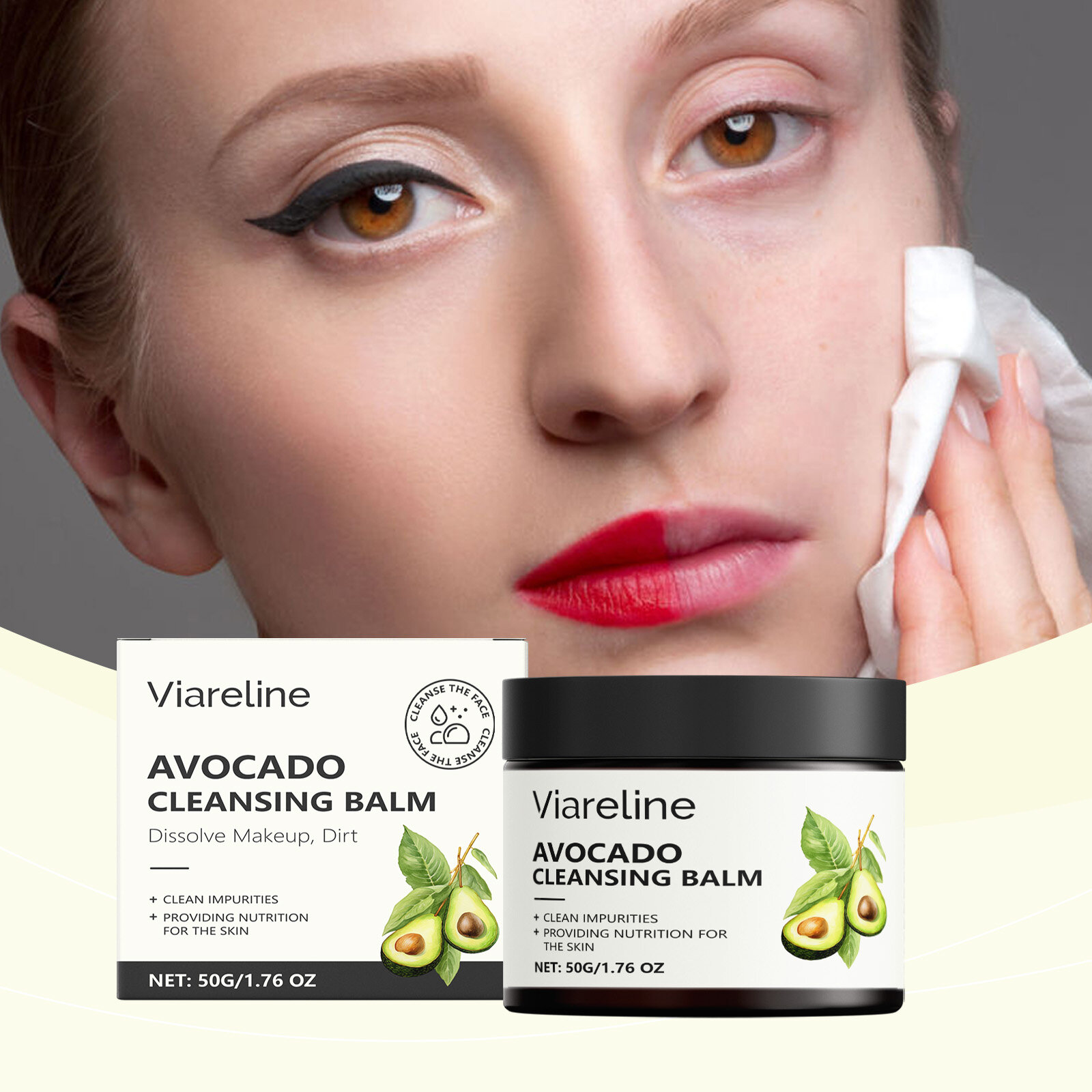 Очищающий бальзам Viareline с авокадо Бережно удаляет макияж, увлажняет, освежает, без остатка, эмульгируется, быстро и легко смывается