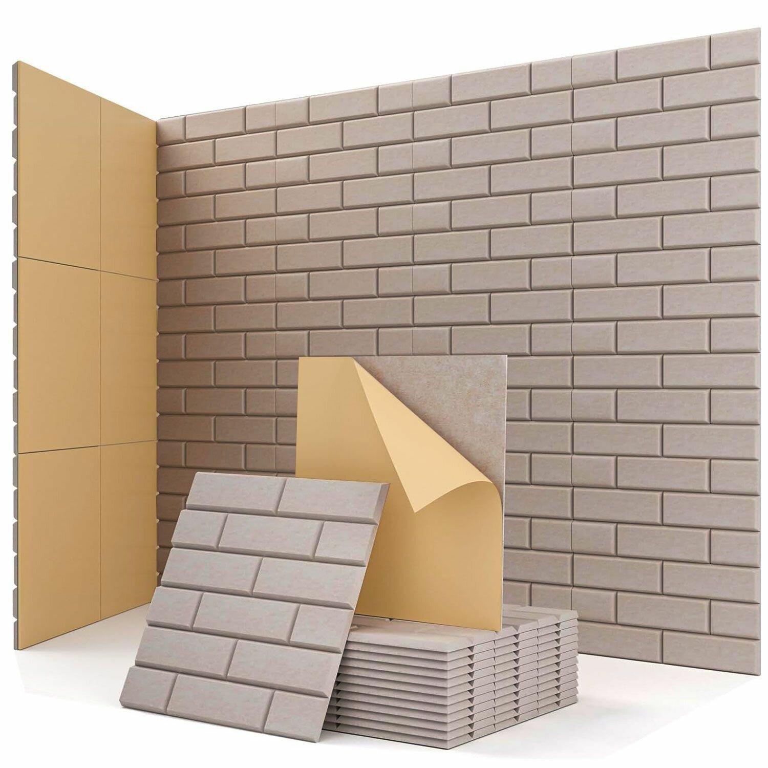 BEIYIN 24. шт Шумоизоляция Панель 300X300X9MM Звукоизоляционная самоклеящаяся Интерьерный декор