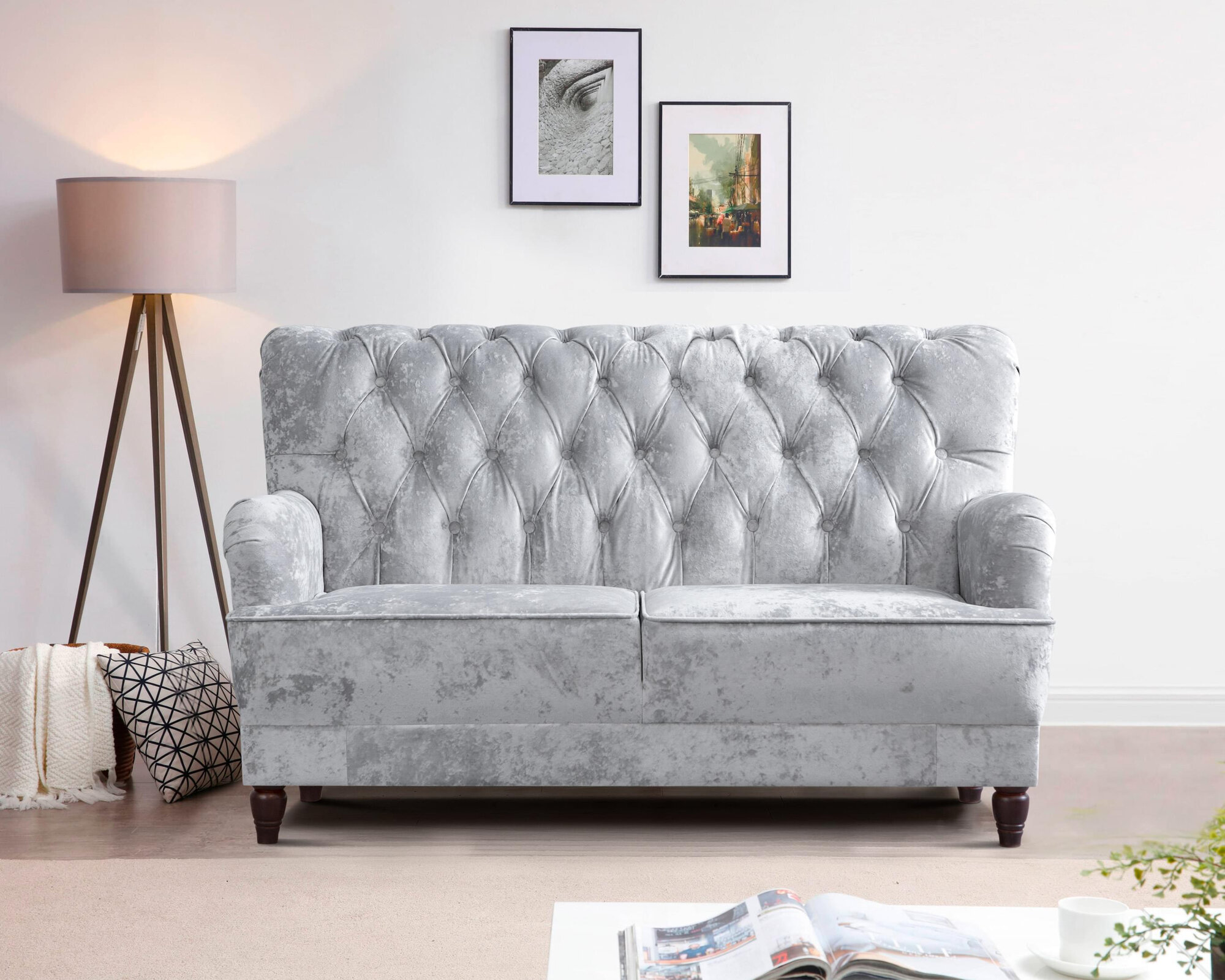 Под заказ Диван "ричмонд" 1,6 на высоких ножках, без механизма, цвет-Plush silver