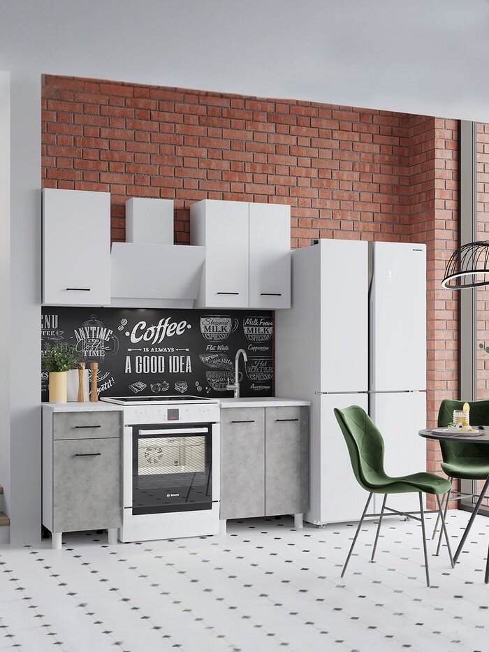 Кухонный гарнитур для маленькой кухни «Тренд», 1000 мм, цвет белый/бетон