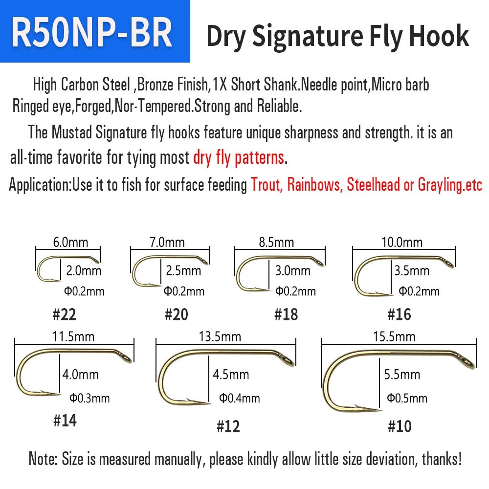 Vtwins 50 шт. Рыболовные крючки для нахлыста Size 12, 50PCS R50NP-BR