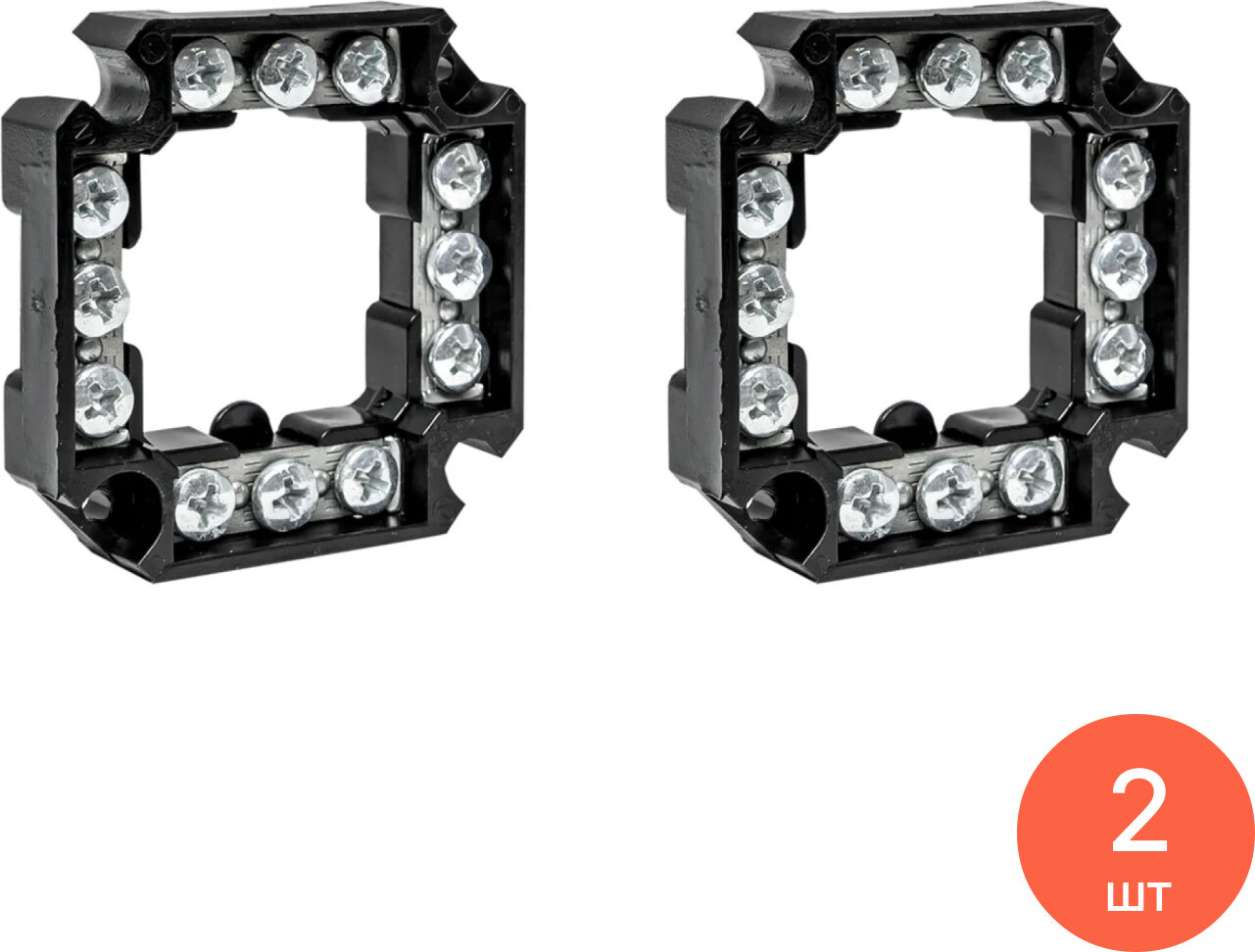 Распределительный блок EKF / ЕКФ PROxima для распределительных и универсальных коробок, шаг крепления 60мм, сечение 2.5мм2 / кросс модуль (комплект из 2 шт)