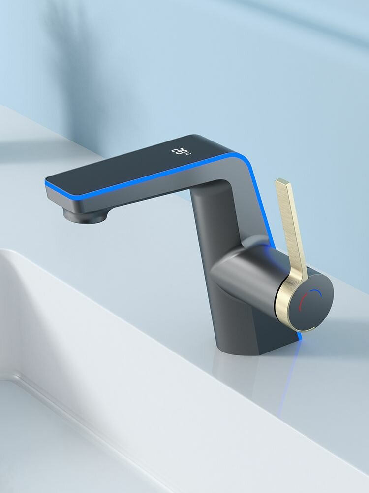 Смеситель с подсветкой, LED дисплей, гидрогенератор, подсветка