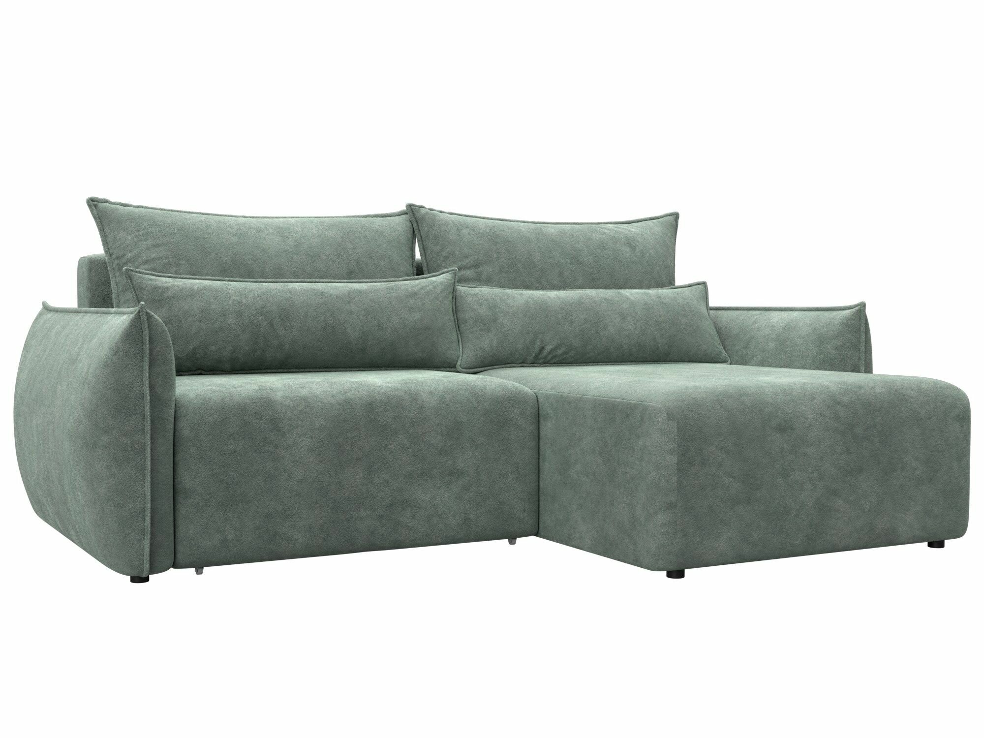 Диван угловой Luna НПБ угол универсальный, велюр, 226x160x96, зеленый