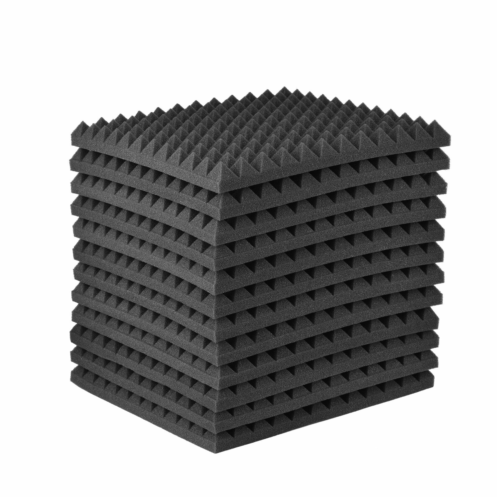 12 Pack Акустические Пенопластовые Панели Поглощения Звука Высокая Плотность Клинчатые Плитки Изоляция Для Стен Потолков 12*12*1.2in (Type 1) Черный Синий Светло-Серый