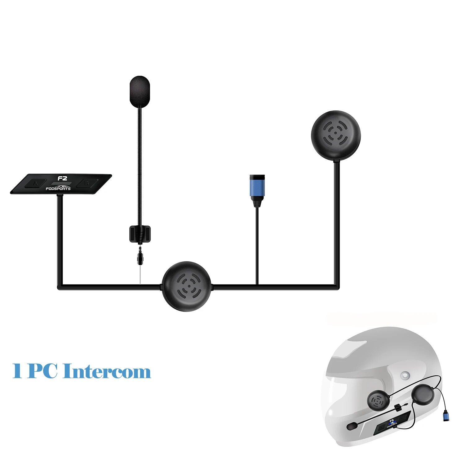 Белый мотошлем Bluetooth intercom Fodsports F2
