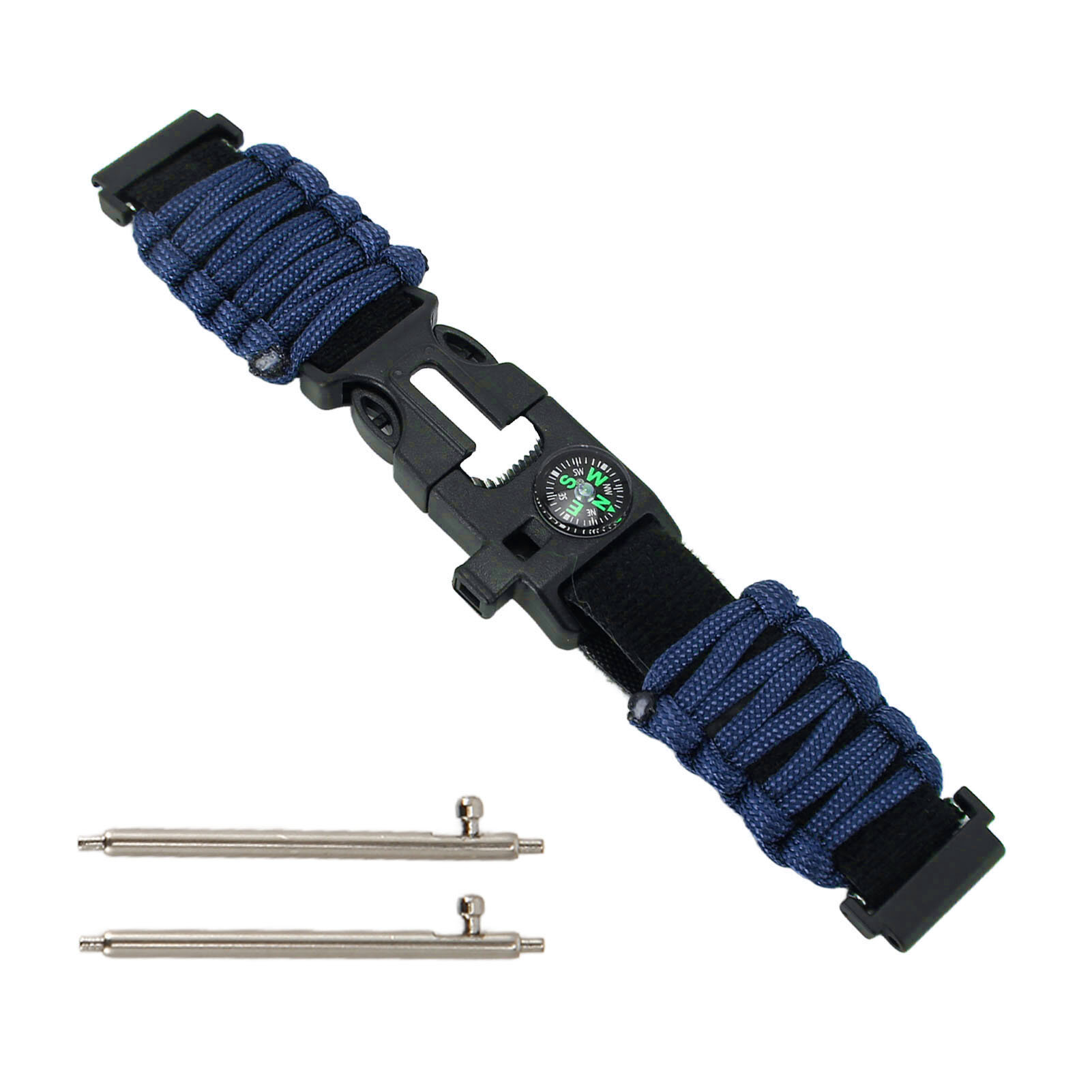 6 в 1 браслет из паракорда ремешок для часов 22 мм пряжка с компасом Fire Starter Whistle подходит для Huami Midnight Blue