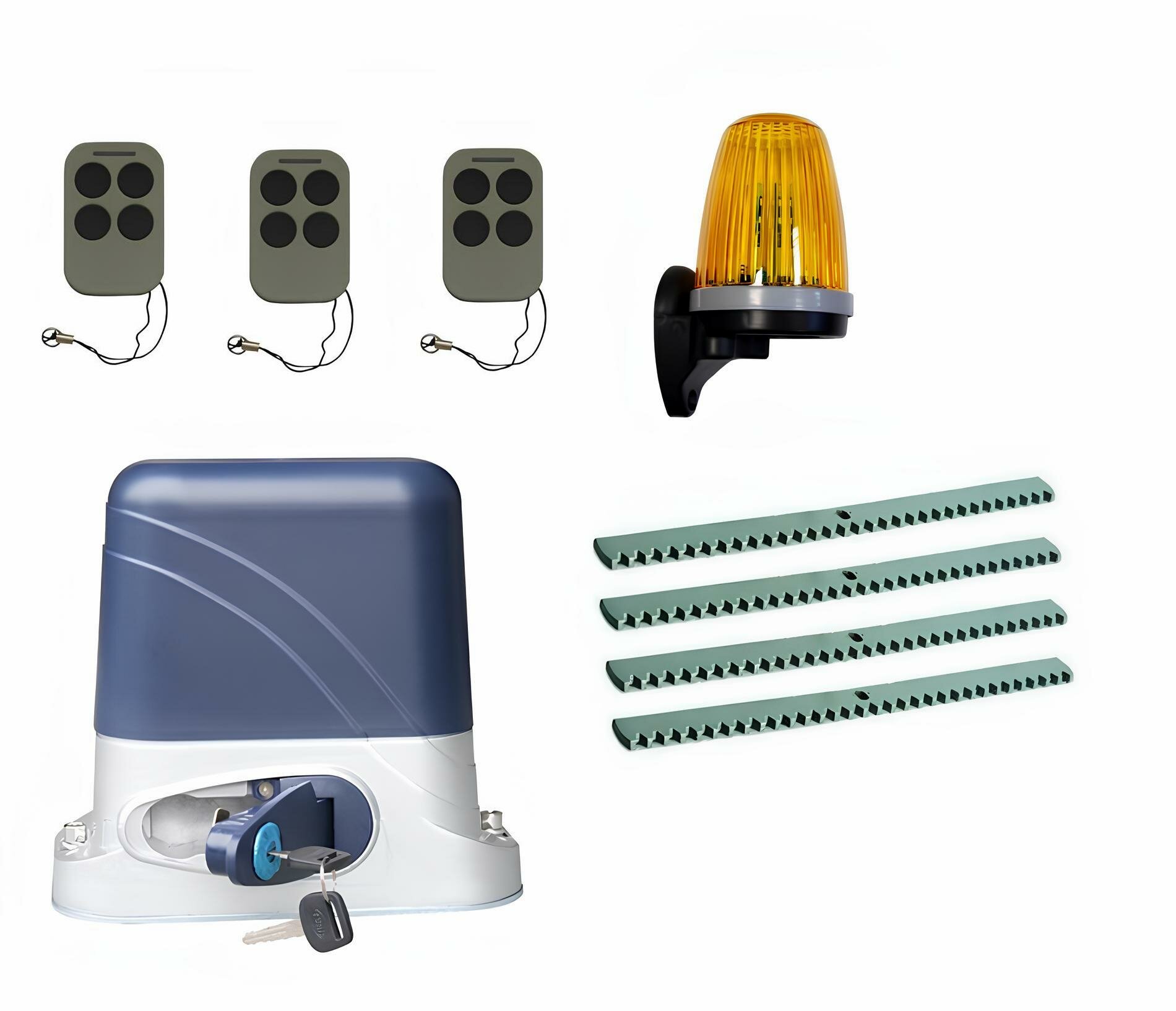 Автоматика для откатных ворот KSL-800 KIT-L3K4-Т3, комплект: привод, 3 пульта, лампа, 4 рейки
