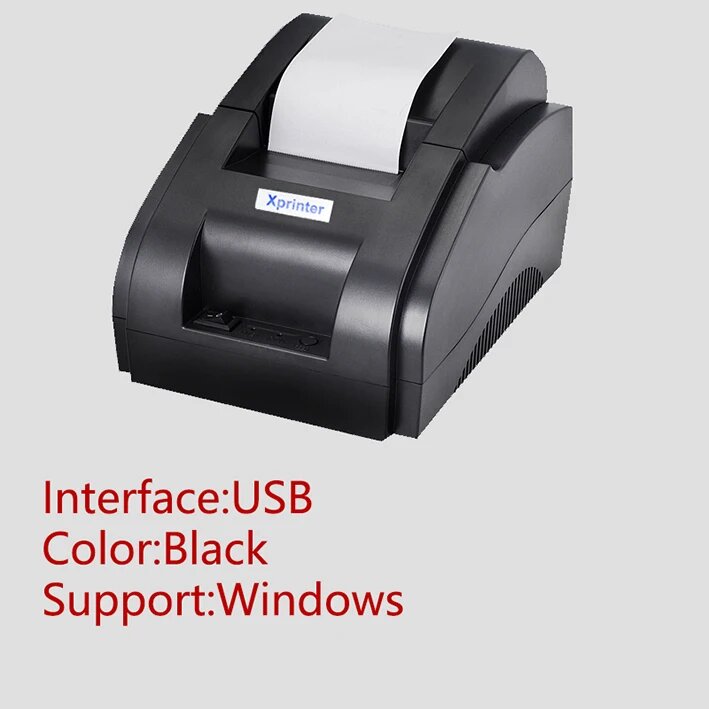 Xprinter XP-58IIH Термальный принтер Европейская вилка (EU Plug), XP-58IIH USB Black