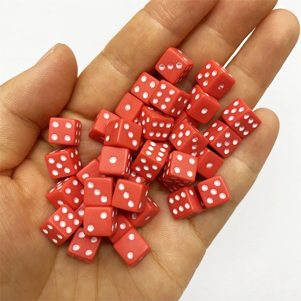 Красные кубики для игр, 50 шт.