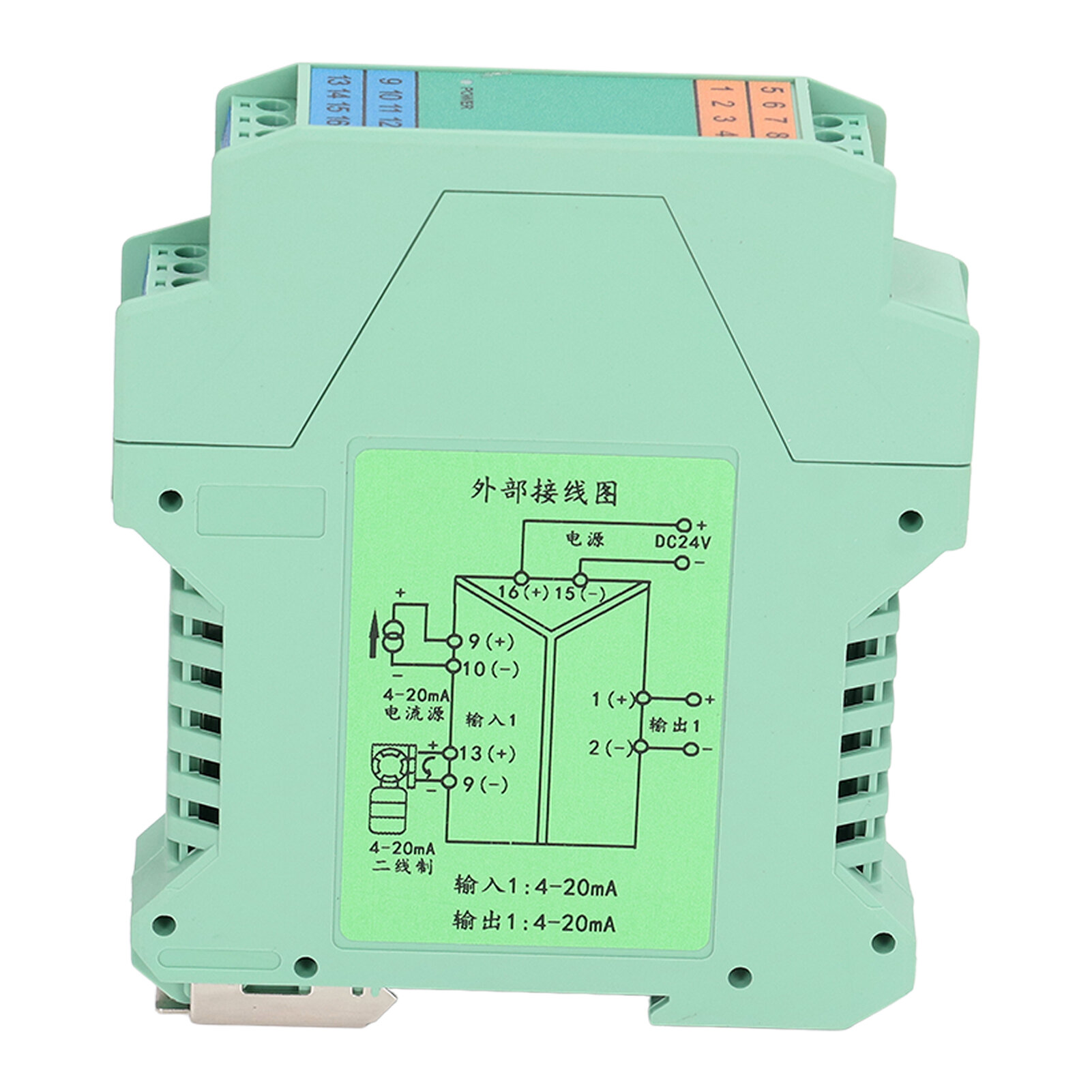 Изолятор сигнала DC24V с 1 входом и 1 выходом, преобразователь тока, аналоговый ПЛК 4-20 мА, крепление на DIN-рейку.