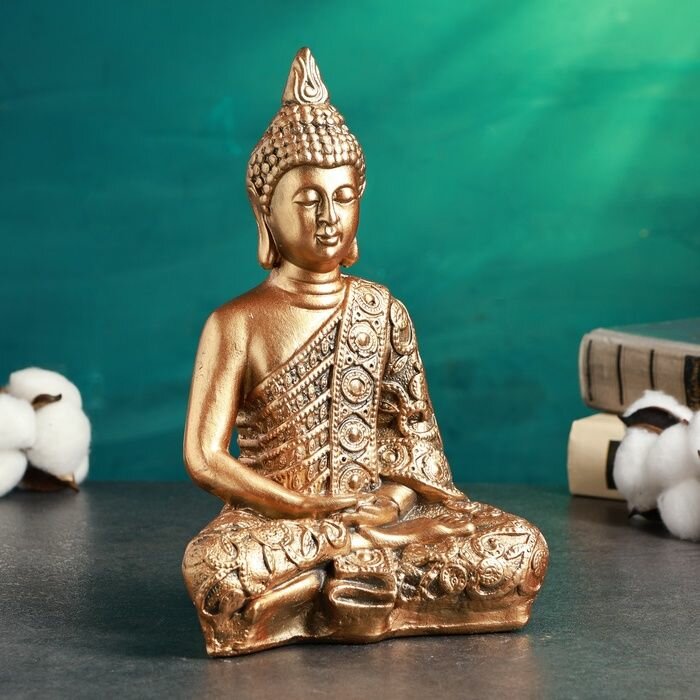 Декоративная фигурка Хорошие сувениры "Будда малый", гипс, 23х15,5х10 см, цвет Бронза