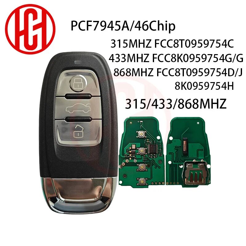 8Т 0959754 C 8T 0959754 D Ключ дистанционного управления 315 МГц/433 МГц/868 МГц для Audi 2008-2014 A4 A4L A5 Q5 8K 0959754 Г 8К 0959754 E 868MHZ