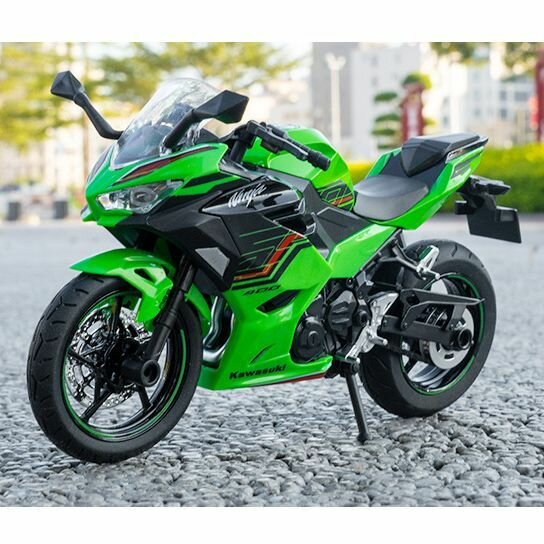 Машинка металлическая Kawasaki Ninja 400 (1:12)световыми и звуковыми эффектами