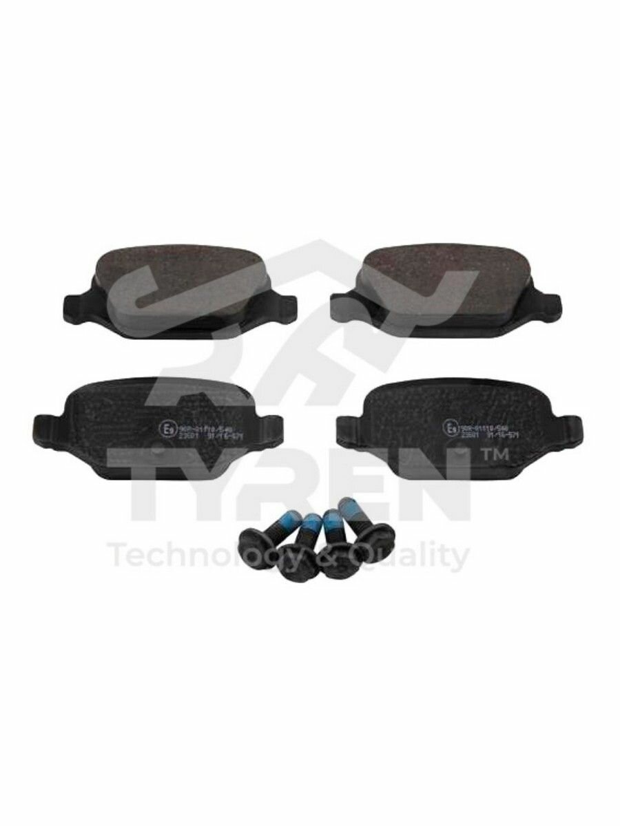 Колодки тормозные дисковые задние для а/м FIAT Punto; LADA Vesta; LANCIA Ypsilon, Tyren TYR1212961