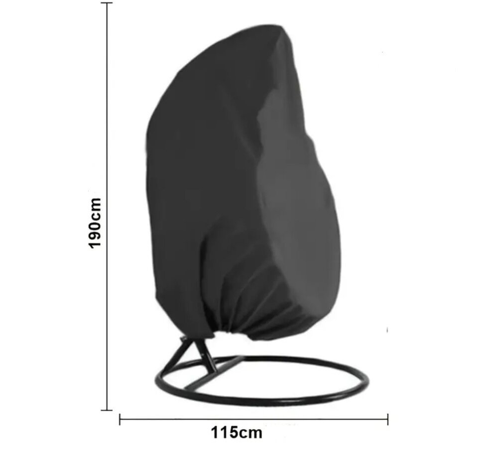 Защитный чехол для садовых качелей, размер 115x190 см, цвет черный
