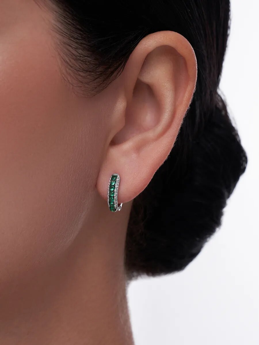 Серьги, серебро, 925 проба, родирование, фианит