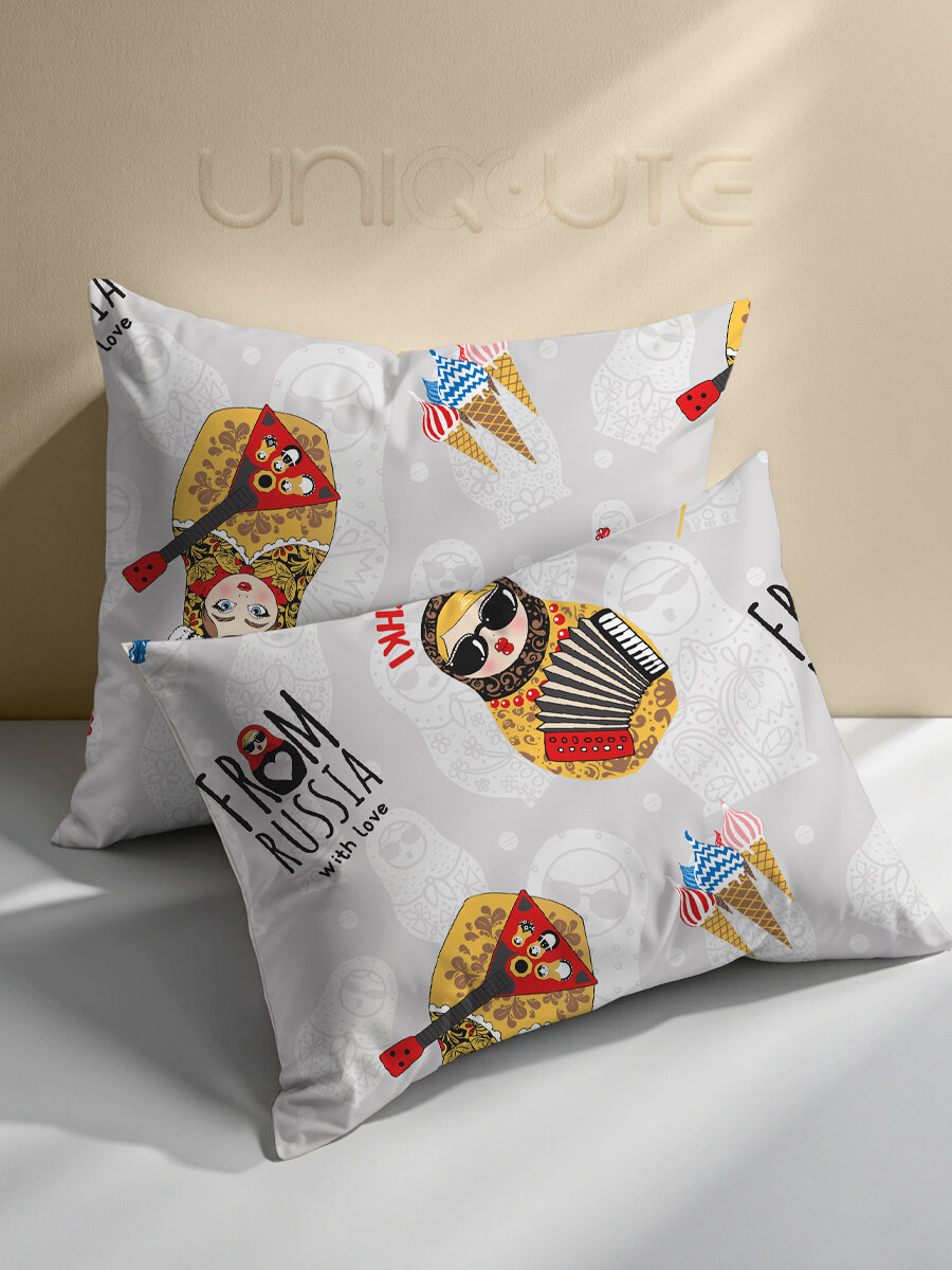 Комплект наволочек Uniqcute 50х70 см, 2 шт, Поплин, хлопок 100%, Матрешка, Russian Girls