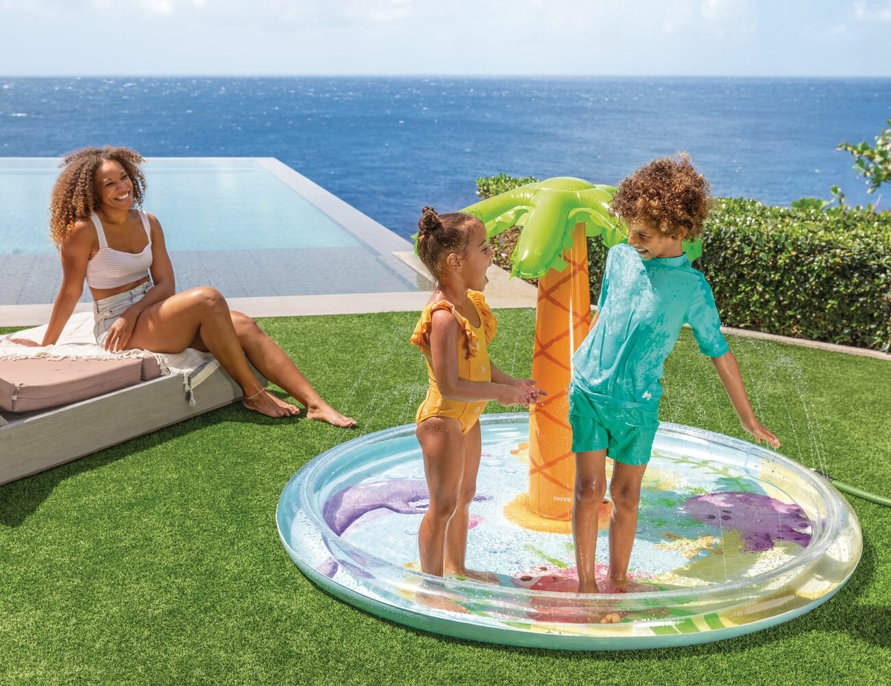 Детский бассейн с фонтанчиком Пальма, 173х104 см, от 2 лет, 56433