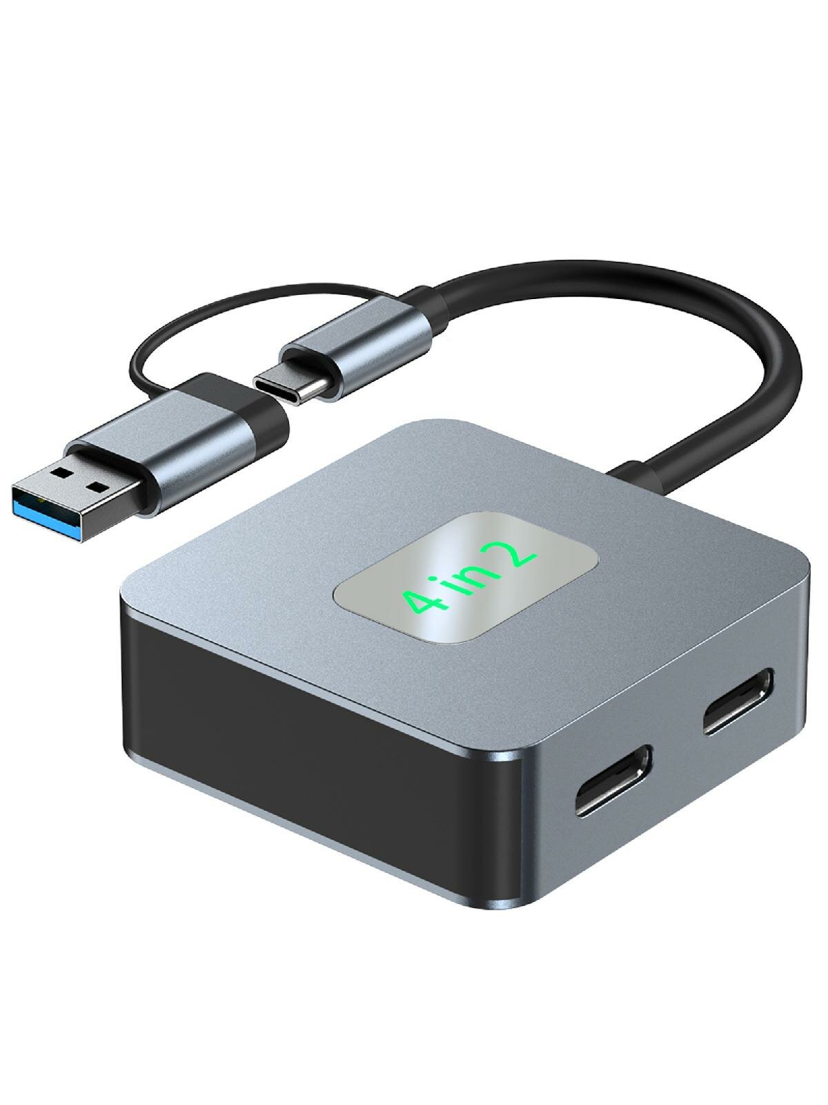 USB C Hubs with 2 USB3.0 + 2 Type C Port Offers Fast Data Transfer Up to 10Gbps for Various Devices