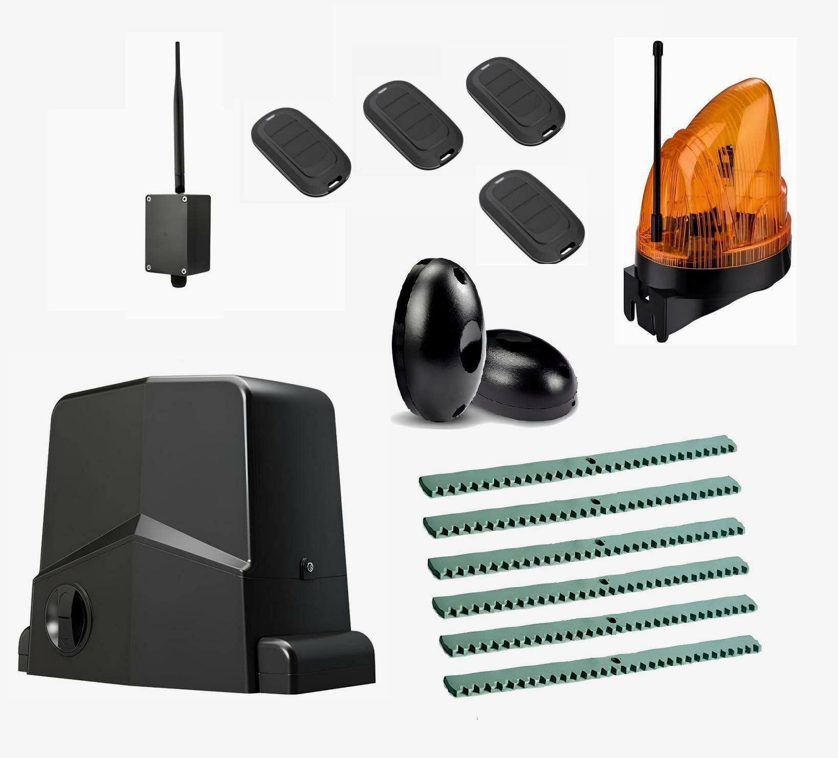 Автоматика для откатных ворот ARW-600MKIT FULL6-1K-BT-T4, комплект: привод, 4 пульта, лампа, фотоэлементы, 6 реек, Bluetooth-модуль