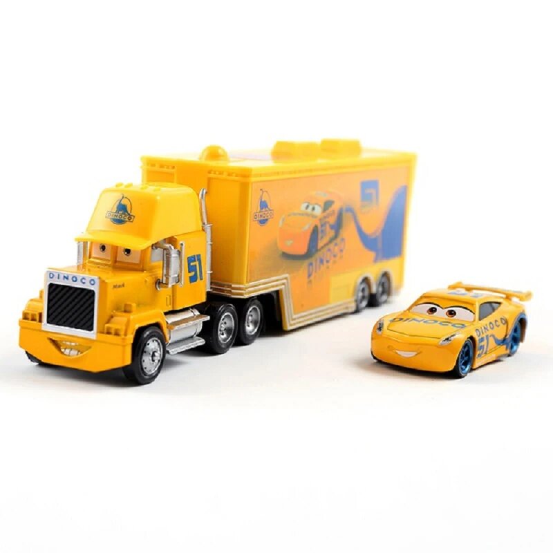 Disney Pixar Cars Mack Truck и Lightning McQueen, желтые, 1:55