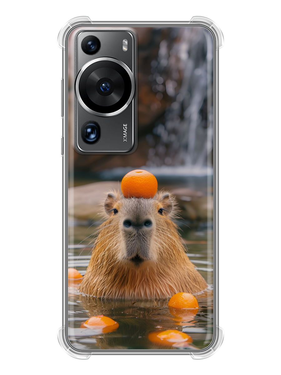 Чехол для Huawei P60, Huawei P60 Pro с принтом Смешные капибары (Хуавей П60, Хуавей П60 Про)