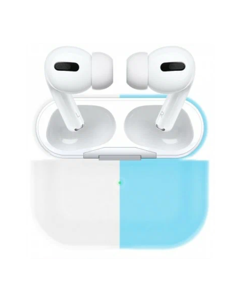Защитный чехол силиконовый для наушников Airpods Pro 2, бело-голубой