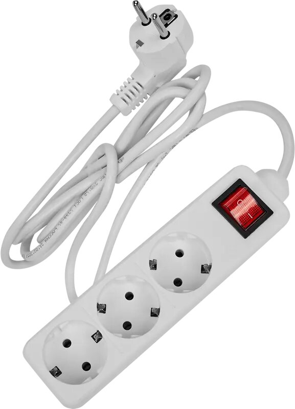 Удлинитель бытовой Защита Про 3 розетки с заземлением 3x0.75 мм 1.8 м 2200 Вт цвет белый